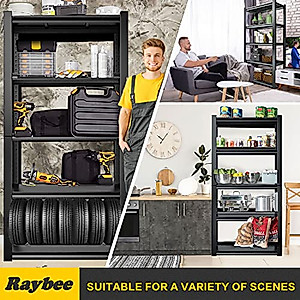 Raybee Garage Shelving Heavy Duty Storage Shelves Hold 2000LBS Adjustable Garage Storage Shelves, 5-Tier Metal Shelving Unit for Garage, Heavy Duty Shelving, Basement Storage Rack 32"W x 16.5"D x 63"H