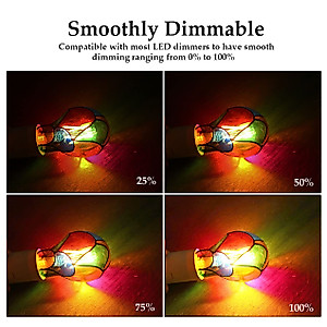 Greeogin Dimmable Stained Glass LED Light Bulb Led Color Bulb,E26 Base 4 Watts A19/A60 LED Light Bulbs,for Party Light,Festive Atmosphere,Home Lighting,Bedside Lamp,2 Pack