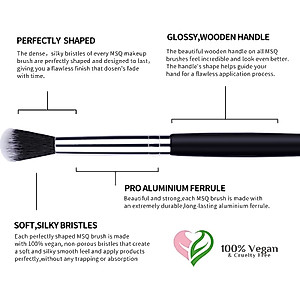 MSQ Eye Makeup Brushes Eyeshadow Makeup Brushes Set with Soft Synthetic Hairs & Real Wood Handle for Eyeshadow, Eyebrow, Eyeliner, Blending (Black, 8PCS)