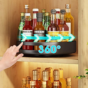 Carbon Steel Lazy Susan Organizer,Black 360°Stable Revolving Spice Rack Turntable for Pantry Cabinet,Decorative Trays Storage Containers Organizer for Kitchen Cabinet, Snacks, Bathroom,12.2inch