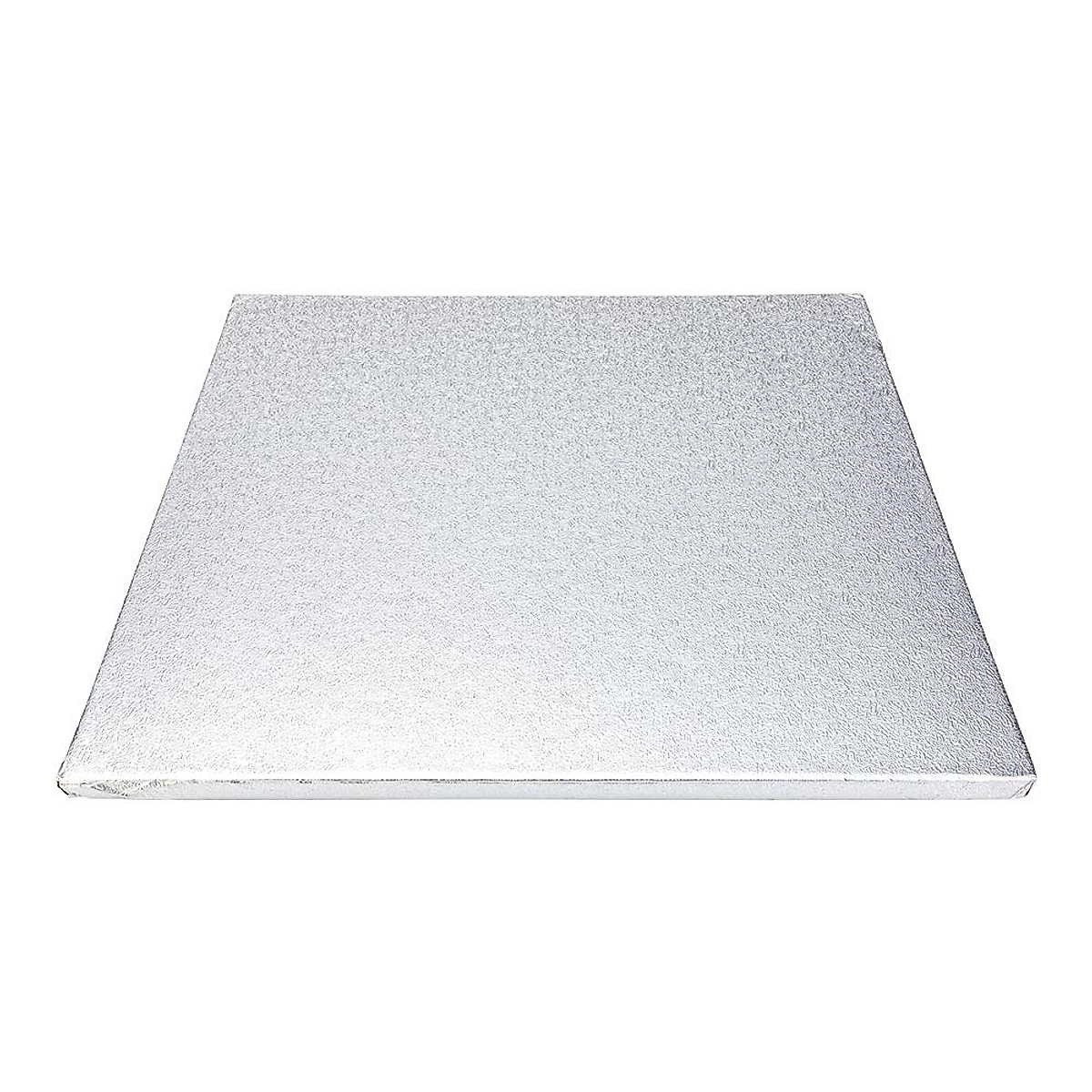 Restaurantware Pastry Tek 12 Inch Cake Board 1 Durable Cake Drum - Square Covered Edges Metallic Silver Paper Cake Base Disposable For Birthdays Weddings Or Parties