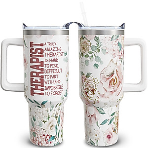 owbgsdh Therapist Gifts Mental Health Gift Speech Respiratory Occupational Physical Psychology Therapist Appreciation Gifts 40oz Stainless Steel Tumbler Cup Mug Water Bottle with Handle for Women Men