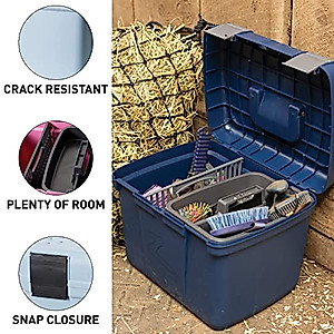 HORZE Smart Grooming Box - Crack-Resistant, Non-Slip Surface, with Two Snap Closures, Split Compartment and Removable Tray - Shadow Grey