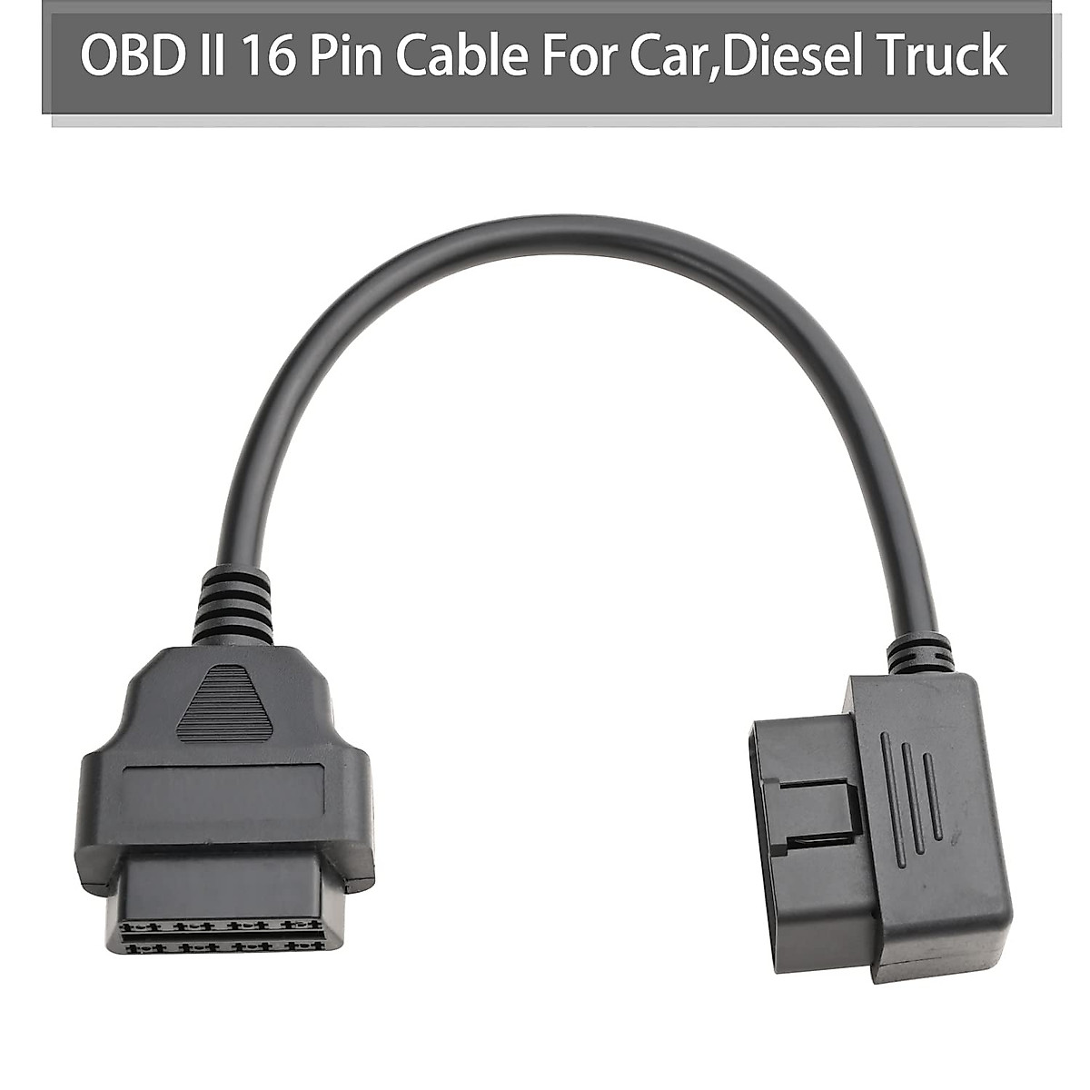 OLLGEN 1ft 30cm OBD-II OBD2 Right Angle 16 Pin Auto Car Male to Female Extension Cable Diagnostic Extender Cord Adapter
