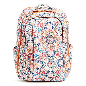 Vera Bradley Women's Cotton Large Travel Backpack Travel Bag, Enchanted Mandala - Recycled Cotton, One Size
