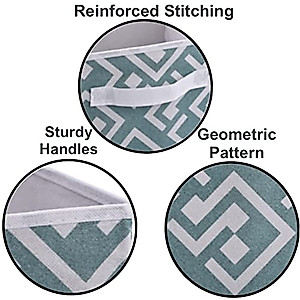 4 pc Cube Storage Bin Set – 11 inch Foldable Storage Cubes - Fabric Bins for Shelf, Closet, Clothes Organizer, 11X11 Foldable Basket, Decorative Cute Pattern Canvas Organization (Yellow, Blue & Brown) (Blue)