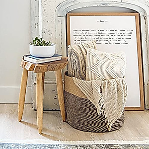 Goodpick Large Cotton Rope Basket 15.8"x15.8"x13.8"-Baby Laundry Basket Woven Blanket Basket Nursery Bin, Jute