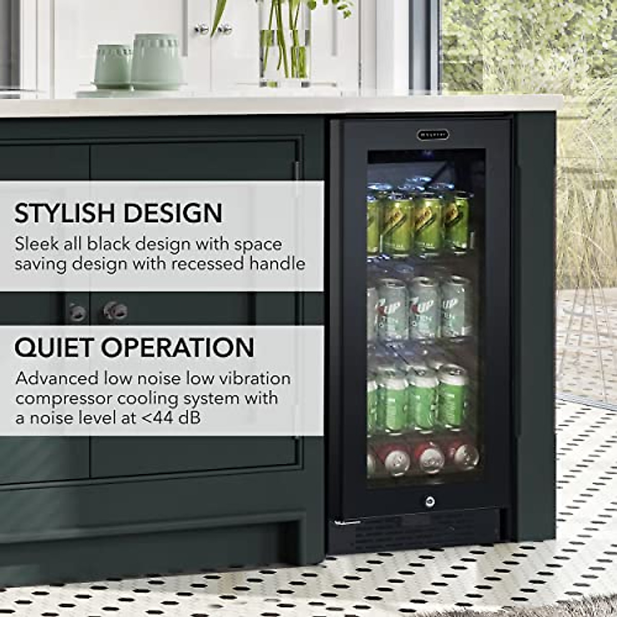 Whynter BBR-801BG Built Beverage Refrigerator and Cooler Mini Fridge with Glass Door with Lock, 3.0 Cubic Feet, Black, 100, Can