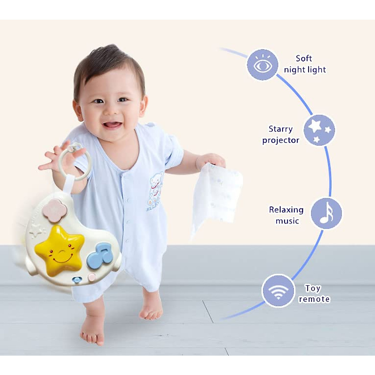 White Noise Machine Baby Soother with Toy Remote,108 Lullaby Baby Sound Machine for Sleeping with Night Light,Portable Sound Machine Baby Toys for Traveling
