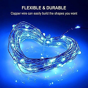 Solar Light String 100LED 36FT2 Patterns of Solar Fairy Light String Copper Wire lamp, Used for Garden, Terrace, Christmas, Wedding, Party Interior Decoration, Outdoor Waterproof (Blue Light)
