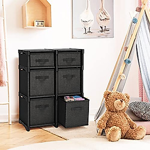 6 Cube Storage Organizer, Black Storage Cubes Organizer Shelves, Sturdy Cubbies Storage Shelves with Cube Storage Organizer Bins, DIY Cube Shelf Organizer for Bedroom, Playroom, Office, & Dorm