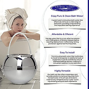 Crystal Quest Chrome Bath Ball Water Filter – Removes Contaminants for Softener, Smoother Skin - BPA Free - 2,500 Gallons of Filtration