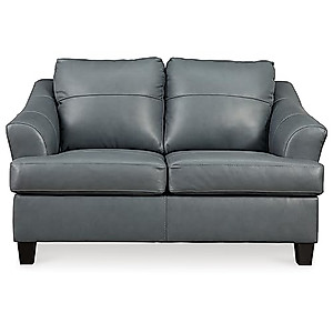 Signature Design by Ashley Genoa Contemporary Leather Match Loveseat, Blue