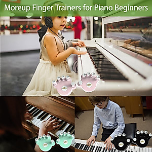 Moreup Piano Finger Trainers, Hand Grip Exerciser Ergonomic Training Finger Pressing Posture Correction Tool for Guitar Piano Trigger Finger Training Arthritis Therapy and Grip 2PCS/Set Black