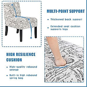 Accent Chair Dining Chairs Armless Chair for Living Room Armless Chair Modern Accent Chair Elegant Design Modern Fabric Living Room Chairs Set of 2 with Solid Wood Legs Home Furniture,White