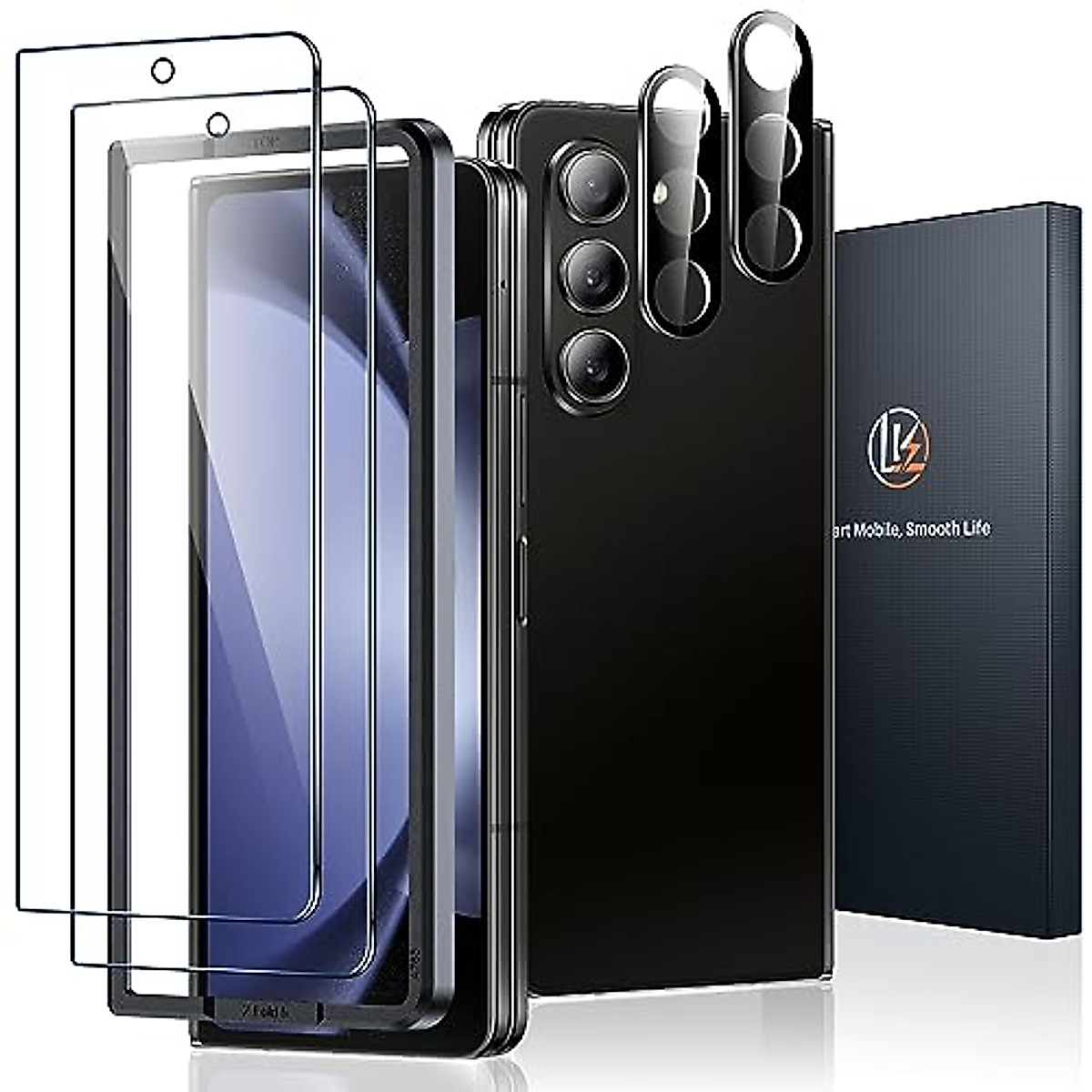 LK 2 Pack for Samsung Galaxy Z Fold 5 Screen Protector+ 2 Pack Camera Lens Protector, HD Clear Tempered Glass Screen Protector for Galaxy Z Fold 5, Anti Scratch, Bubble Free, Easy Install