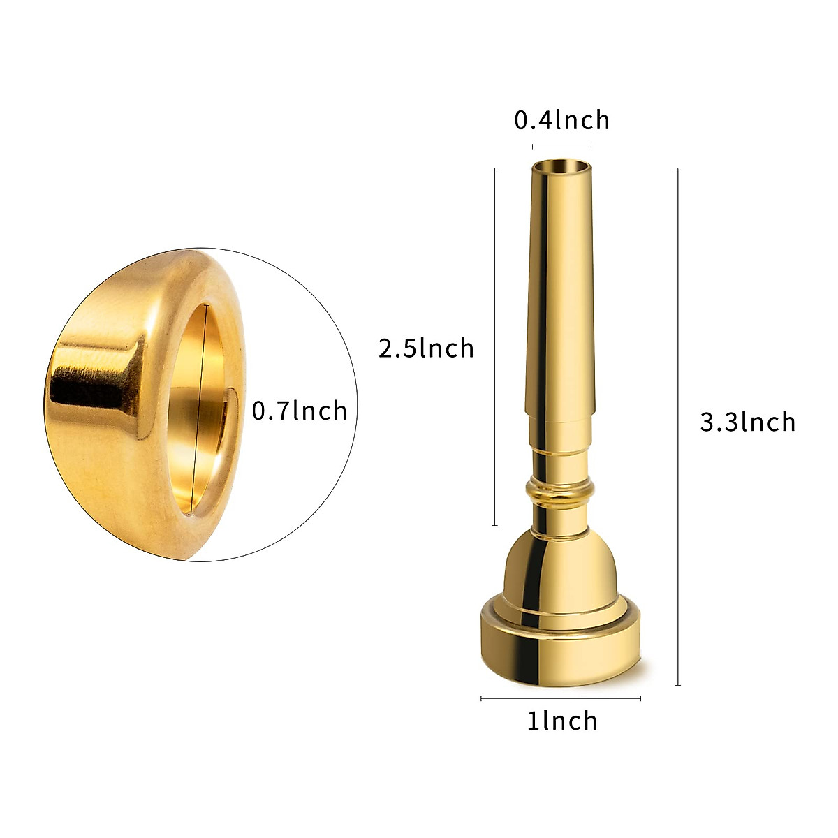 Cheerock 3Pack Trumpet Mouthpiece 3C 5C 7C Trumpet Accessories, Brass Trumpet Mouthpiece Set Suitable for Beginners and Professional Players （Gold）
