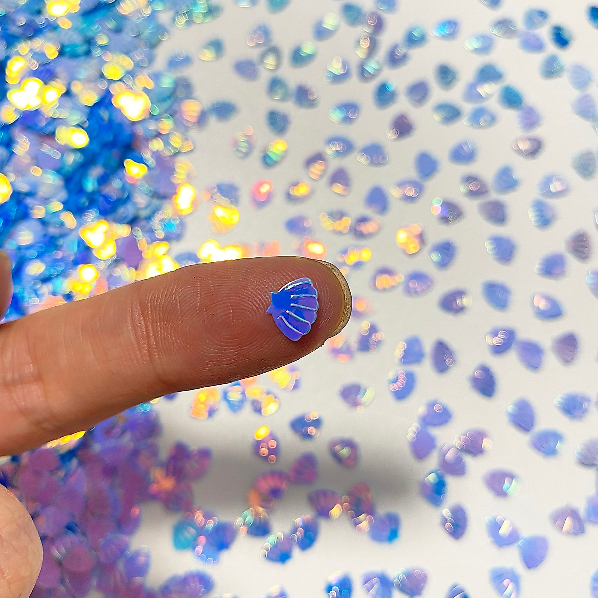 2000 Pieces Mermaid Scallop Party Glitter PVC Confetti for DIY Mold Art Nail Artwork Holiday Engagement Wedding Bridal Shower Birthday Valentines Party Decorations