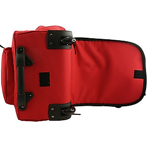 K-Cliffs Heavy Duty Rolling Backpack School Backpacks with Wheels Deluxe Trolley Book Bag Wheeled Daypack Workbag Multiple Pockets Bookbag with Safety Reflective Stripe Red