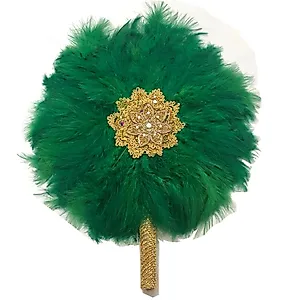 1pcs One-Side African Turkey Feather Hand Fan for Bridal Wedding Handmade Nigerian Eventaille Marriage Hand Fan - One Sided Hand Fan