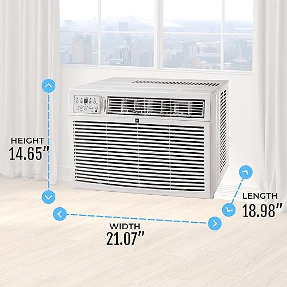 HomePointe 10,000 BTU Single Phase Window Air Conditioner Unit with 1-Touch Remote Control, LED Display Digital Panel, and Installation Kit, White
