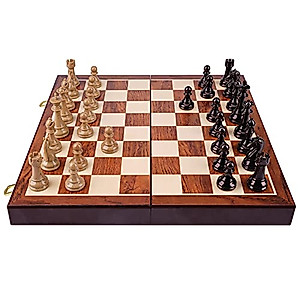 15" Acrylic+Metal Chess Sets for Adults Kids with Zinc Alloy + Acrylic Chess Pieces & Portable Folding Wooden Chess Board Travel Chess Sets Board Game – Metal Staunton Chess Pieces with Storage Box