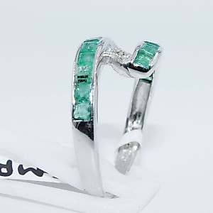 Natural Emerald Gemstone ring for Girls/Diamond Cocktail Rings For Woman / 925 Solid Silver Wedding Band / 2x2 mm (8)