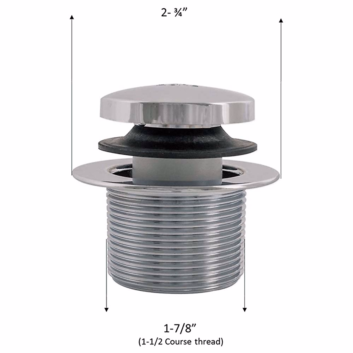 Eastman Tip-Toe Bath Drain Assembly Kit with Flange and Drain Washer, 1-1/2 Inch x 11.5 Inch Coarse Thread, Chrome Plated, 35235
