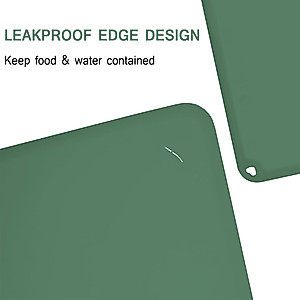 Silicone Kids Placemats, Non-Slip Silicon Placemats for Kids Baby Toddlers Childrens, Portable Baby Placemat for Dining Table, 2Pack (Dark Green 2Set)