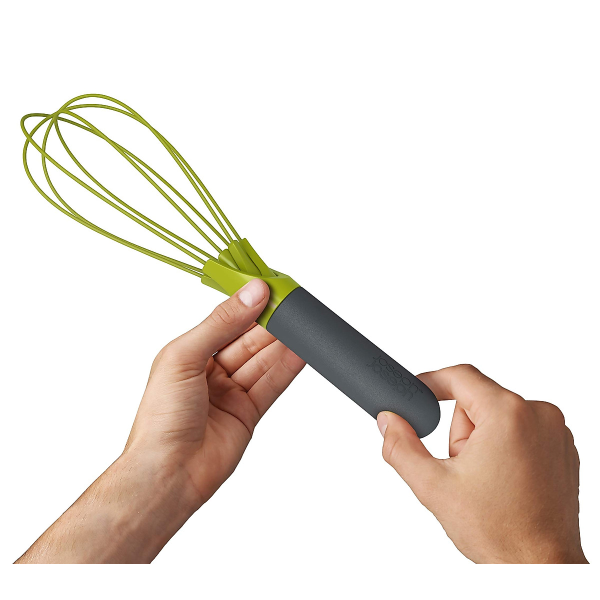 Joseph Joseph Twist Whisk 2-In-1 Collapsible Balloon and Flat Whisk Silicone Coated Steel Wire, Gray/Green