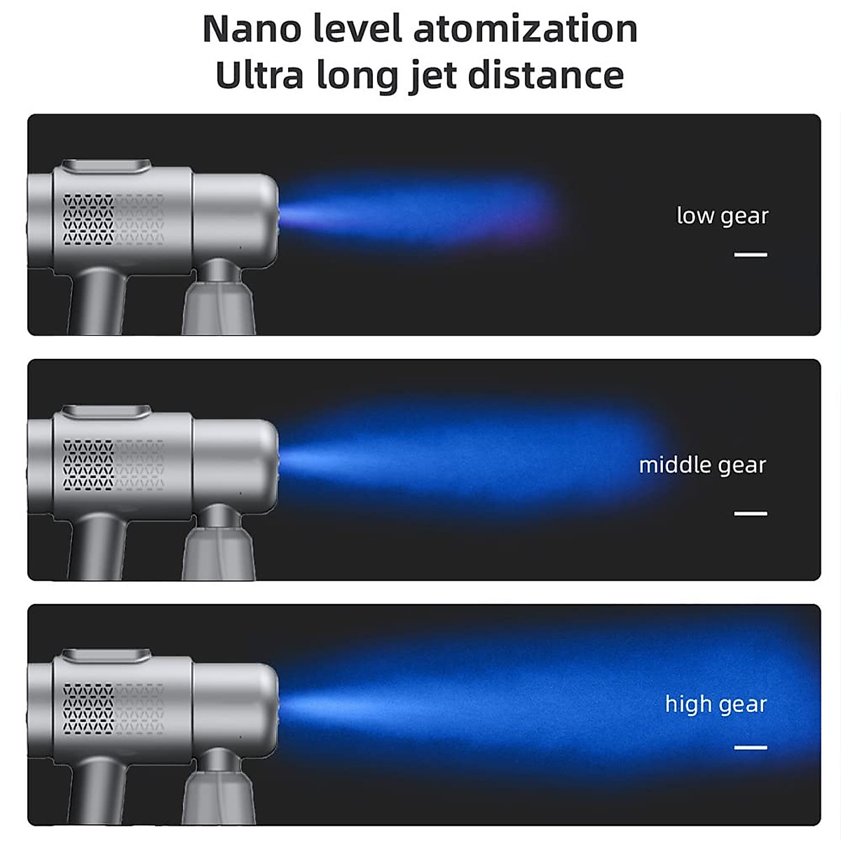 KONBANZE Handheld Nano Machine Fogger Machine，Electrostatic Sprayer，Sanitizer Spray Machine with Blue Light，Electrostatic Nano Atomizer Sprayer & Cordless Nano Steam for Home Office Garden ues (Gray)