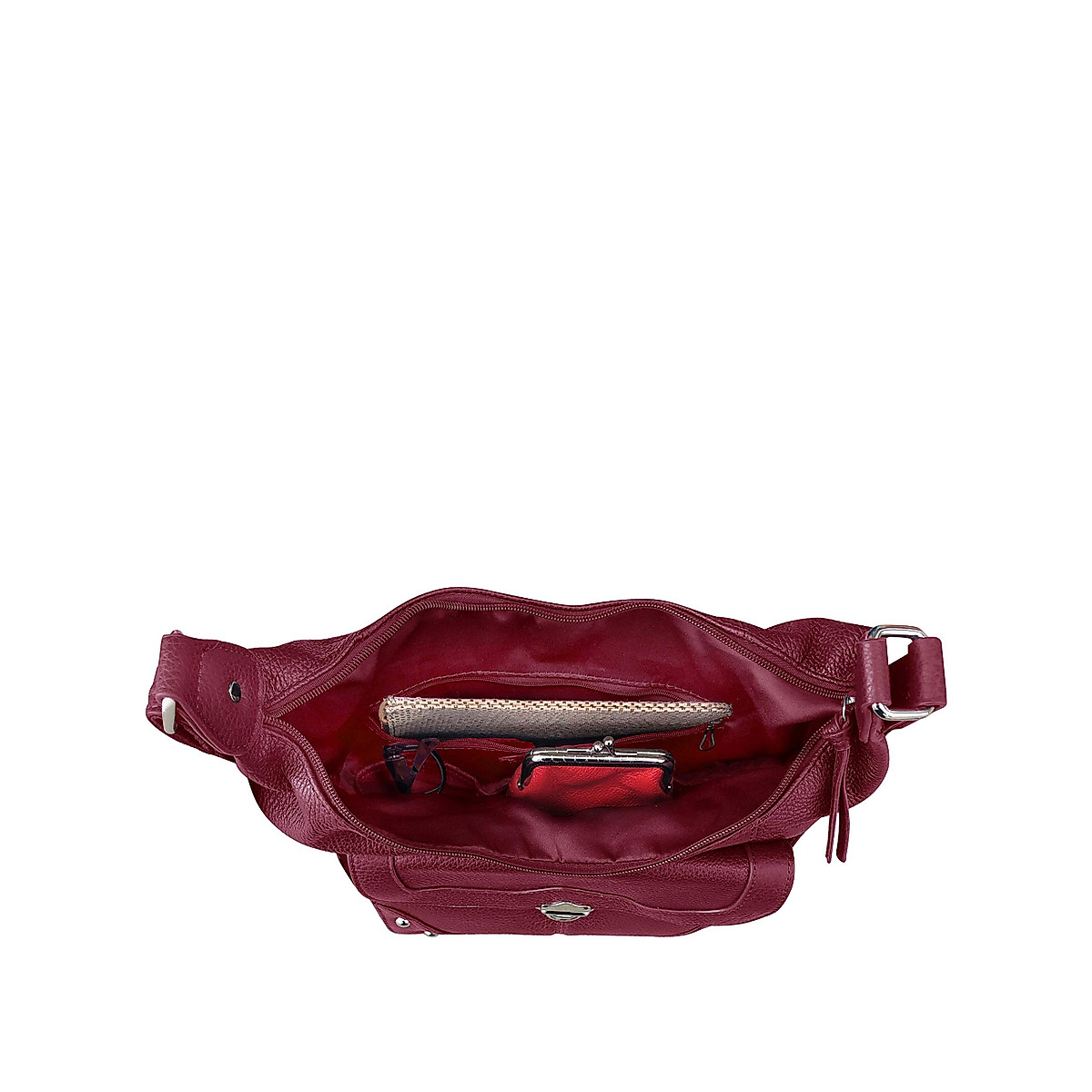 Roma Leathers Studded Concealment Purse - Premium Cowhide Leather - Wine - Dual Gun Entry - Designed in U.S.A.