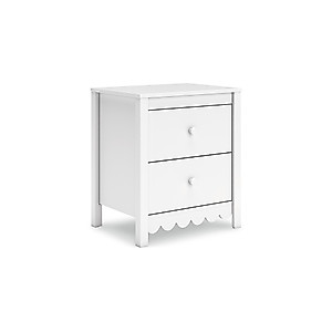 Signature Design by Ashley Hallityn Minimalist 2 Drawer Nightstand for Bedroom, 24.37" Tall, White