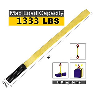 XSTRAP STANDARD 6PK 1" x8' Lift Sling Web Strap/Wear Guard End, 4,000 lbs Break Strength Lifting Straps with 2 Reinforced Loops for Tree Saver Lifting Furniture Appliances Machine