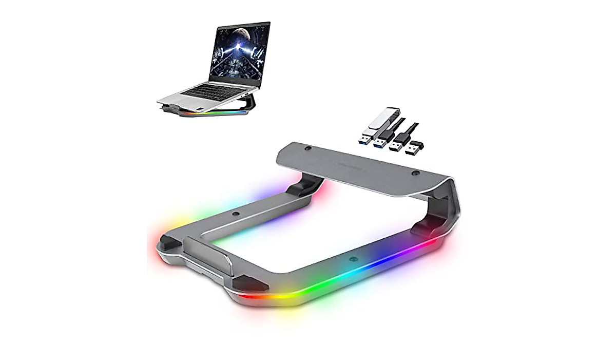 ESGAMING RGB Laptop Stand with 4 USB Ports & RGB Lighting