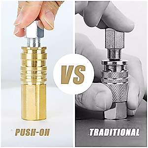 WYNNsky High Flow V-Style Air Fittings, Brass Quick-Connect Coupler and Steel Plug, 1/4 Inch Body Size, 1/4 Inch NPT Threads Size, 250PSI, 14PCS Air Compressor Hose Accessories