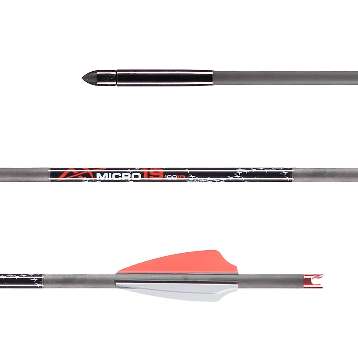 Axe Crossbows 19" Bolts for AX440 (6-Pack) - .166” ID Micro Diameter Shaft, 19-Inch Length (Without Point), 403 Grains (with 100 Grain Point), 6061-T6 Aluminum Nock, (3) Fusion XII SL Vanes