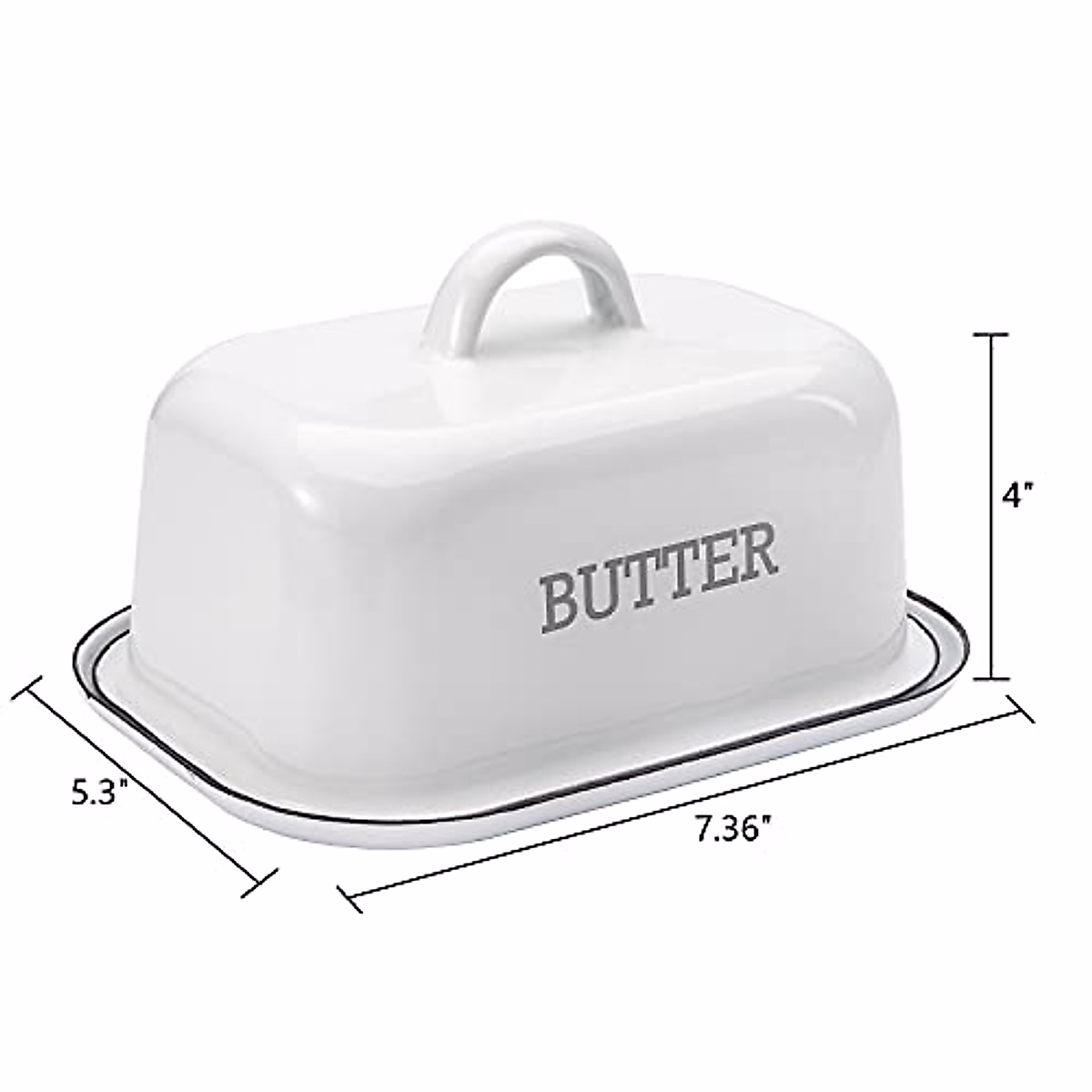 Suwimut Butter Dish with Lid, Farmhouse White Enamel Butter Dish Vintage Style Enamelware Butter Container with Cover, Enameled Steel Butter Keeper Butter Stick Holder for Countertop Kitchen Decor
