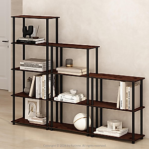 Furinno Turn-N-Tube 3-Tier Multipurpose Compact Bookcase, Dark Cherry