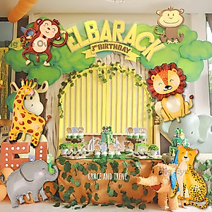 Jungle Safari Animal Balloons Birthday Party Decorations Giant Safari Balloon For Boy Wild One Theme Zoo Monkey Elephant Zebra Leopard Crocodile Giraffe Shaped