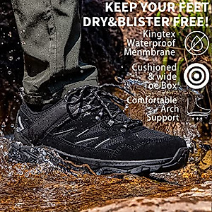 SILENTCARE Men's Waterproof Hiking Shoes Non-Slip Comfortable Outdoor Walking Hike Footwear(Medium, Black Grey,Numeric_11.5)