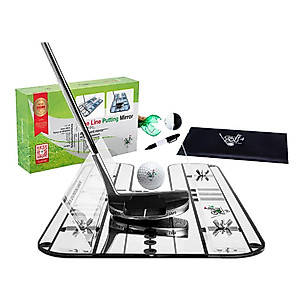 Premium Golf Alignment Mirror - All in One Value Pack Golf Putting Practice Aids ​to Improve All Aspects of Your Short Game