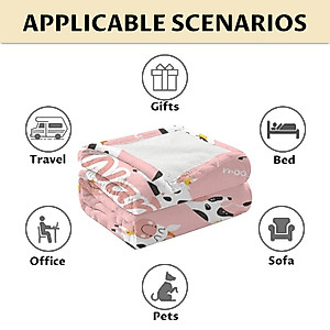 Eccustomized Personalized Cow Print Blanket for Boys - 30x40 Inches Lap Size - Warm Fuzzy Plush Blanket Gift - Pink Cute Blankets for Bed