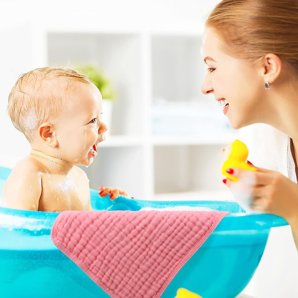 Tatuo 8 Pieces Baby Muslin Bibs & Burp Cloths, 20 x 10 Inch (Simple Color)