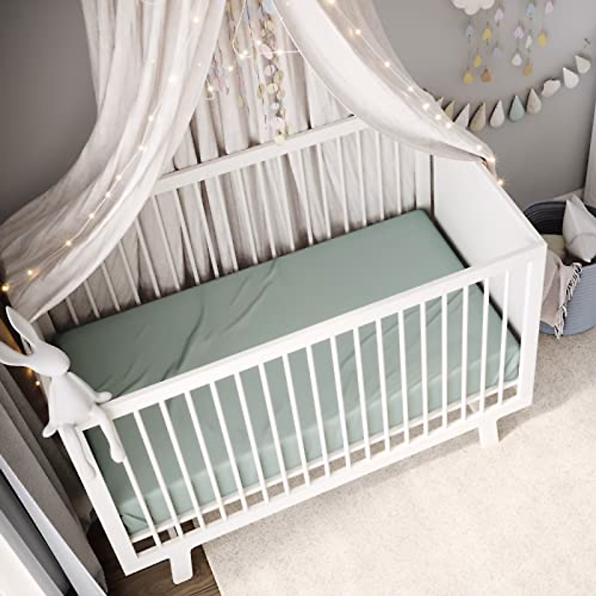 Natemia Fitted Crib Sheet - 100% Organic Cotton - 28 X 52 for Standard Crib and Toddler Mattresses - Silky Soft and Hypoallergenic