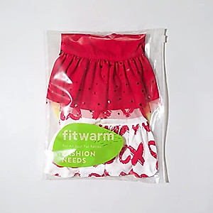 Fitwarm 2-Pack Dog XOXO Tulle Dress, 100% Cotton Dog Clothes for Small Dogs Girl, Cat Apparel, Red, XS