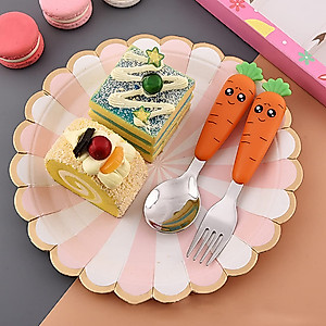 Travel Cutlery Set Baby With Case, 2 PCS Toddler Utensils, Kids Spoon And Fork Self-Feeding, Carrot Child Flatware Sets, Stainless Steel Fun Baby Silverware