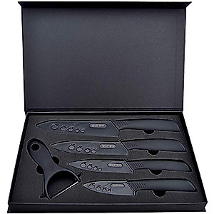 Kitchen Ceramic Knife Set Professional Knife With Sheaths, Super Sharp Rust Proof Stain Resistant (6" Chef Knife, 5" Utility Knife, 4" Fruit Knife, 3" Paring Knife, One Peeler)