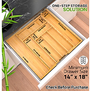 Utopia Kitchen Expandable Drawer Organizer , Adjustable Kitchen Drawer Organizer , Bamboo Drawer Dividers Organizer for Kitchen , Silverware, Flatware, Living Room , Makeup Drawer & Utensil Holder