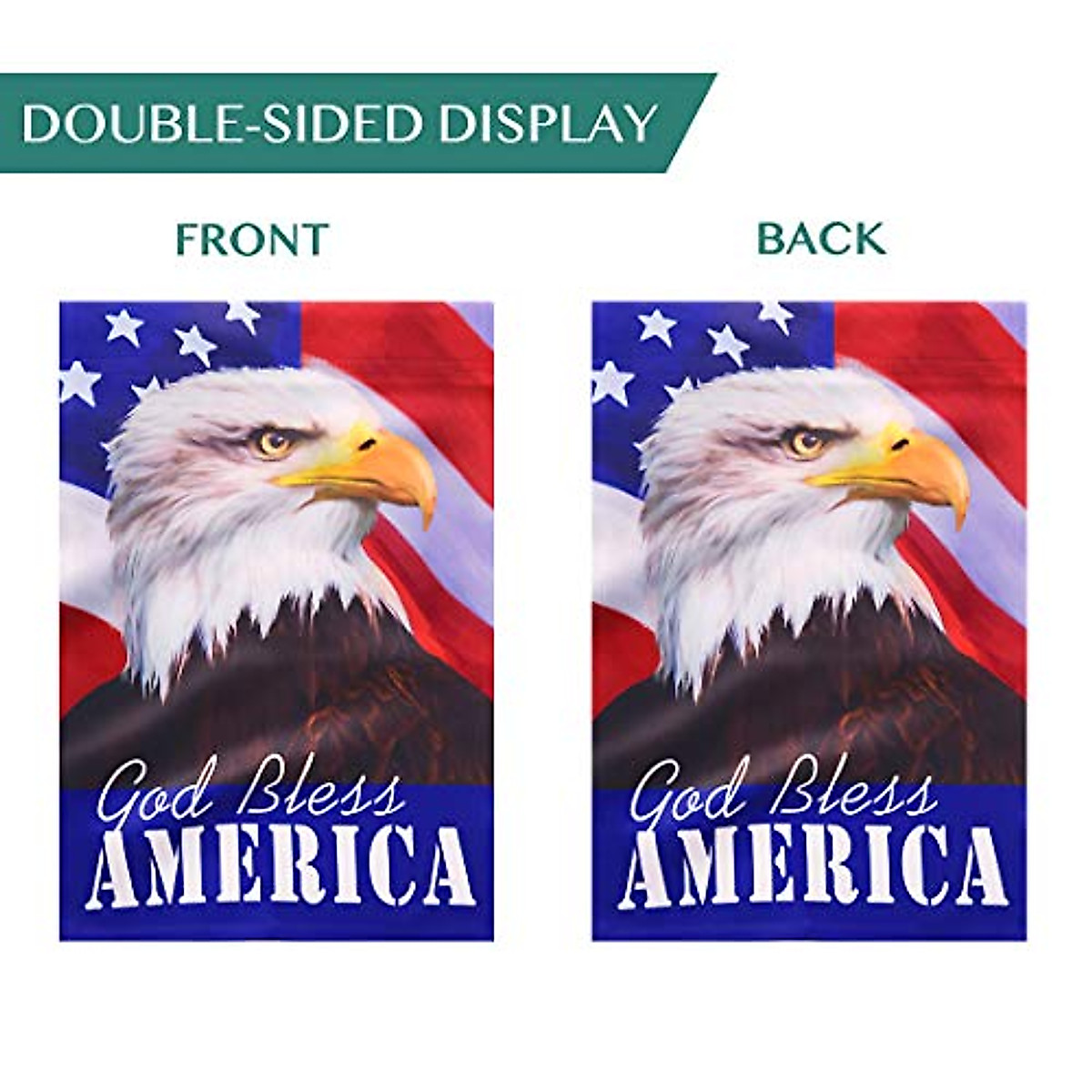 Volta God Bless America Garden Flag Double Sided Bald Eagle Patriotic Garden Flag American Independence Day 4th of July Yard Flag for Outdoor Decoration 12x18 Inch